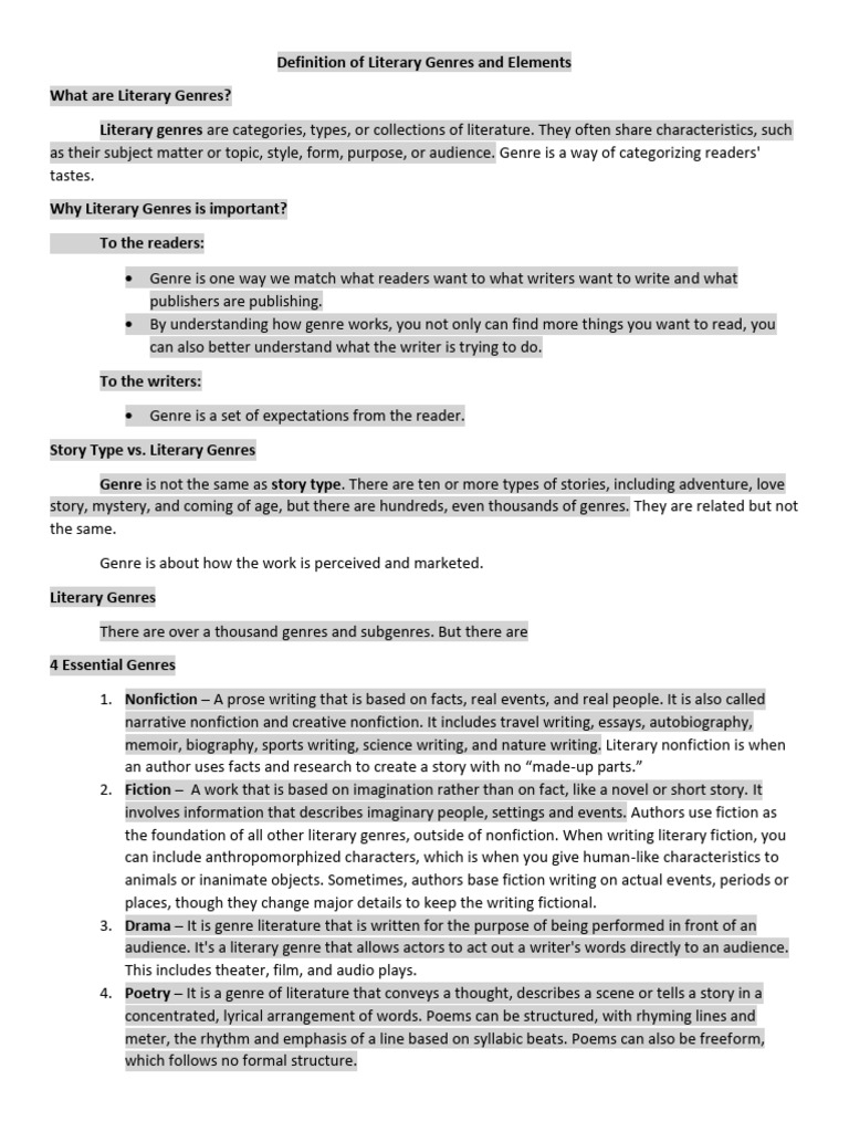 Understanding Literary Genres | PDF | Narration | Genre