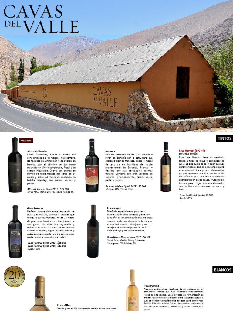 Vinos Premium de Cavas del Valle | PDF | Vino | Variedades de uva