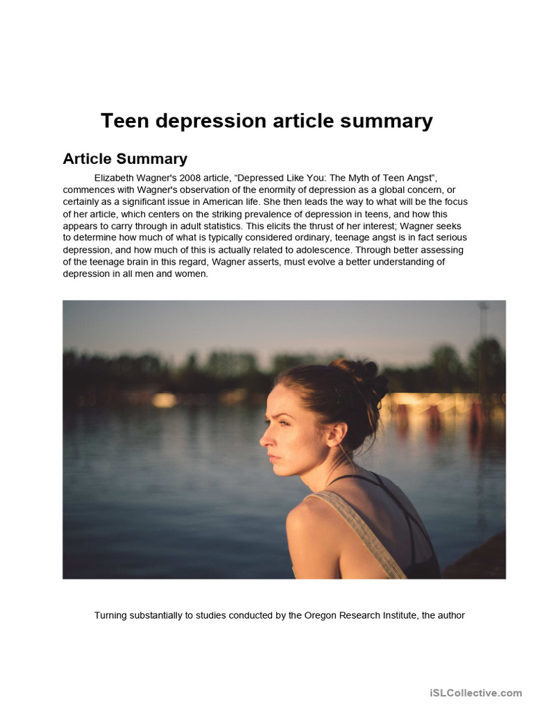 Teen Depression Article Summary | PDF | Adolescence | Major Depressive ...