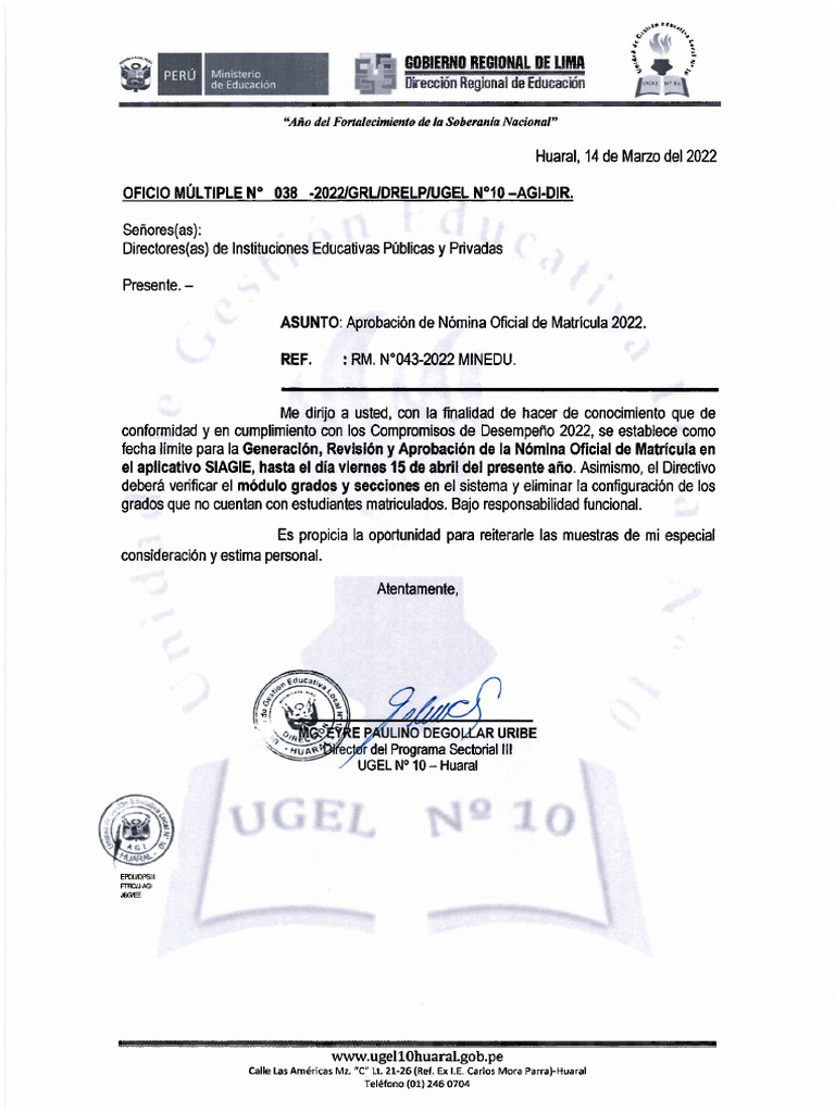 Oficio Mult. 038-2021 | PDF