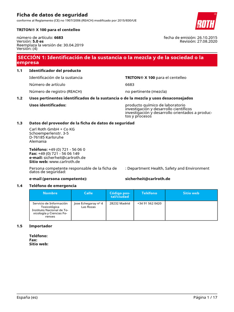 Triton 100X | PDF | Toxicidad | Agua