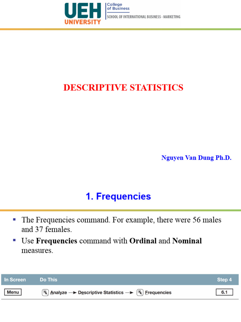 Descriptive Statistics Final | PDF | Chart | Variance