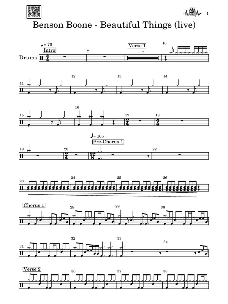 Benson Boone Beautiful Things Live Pdf