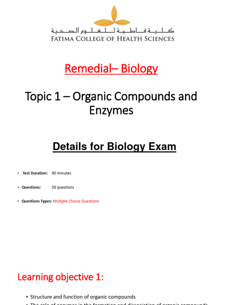 RMD Topic 1 - Organic Compounds and Enzymes | PDF | Carbohydrates | Enzyme