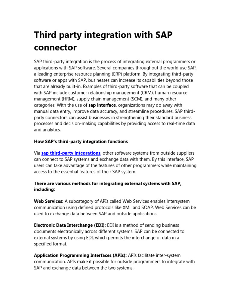 Third Party Integration With SAP Connector | PDF | Customer ... Third Party Integration With SAP Connector | PDF | Customer ...