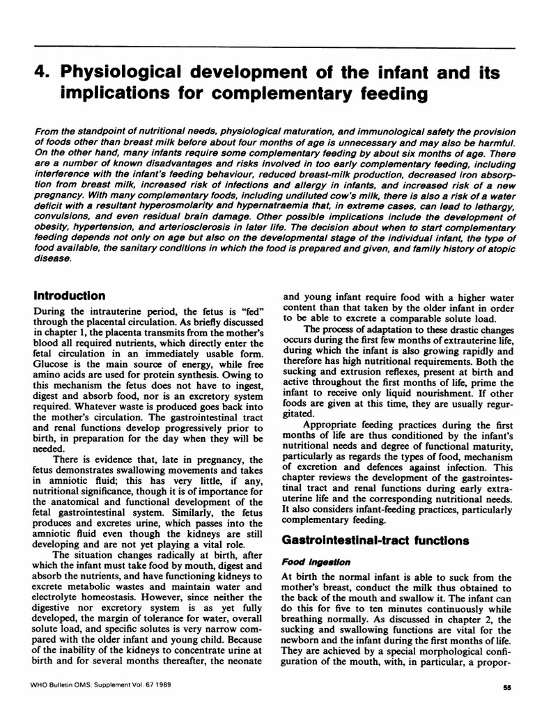 Physiological Development of Infant | PDF | Digestion | Breast Milk