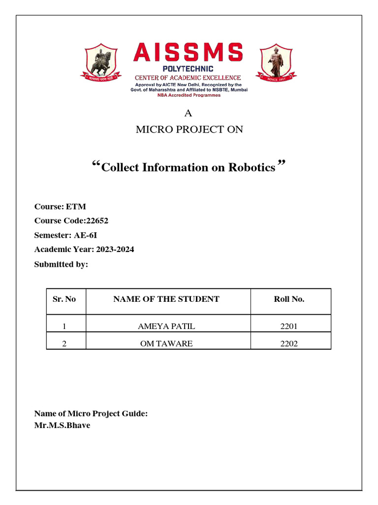 Etm 1 | PDF | Robot | Robotics