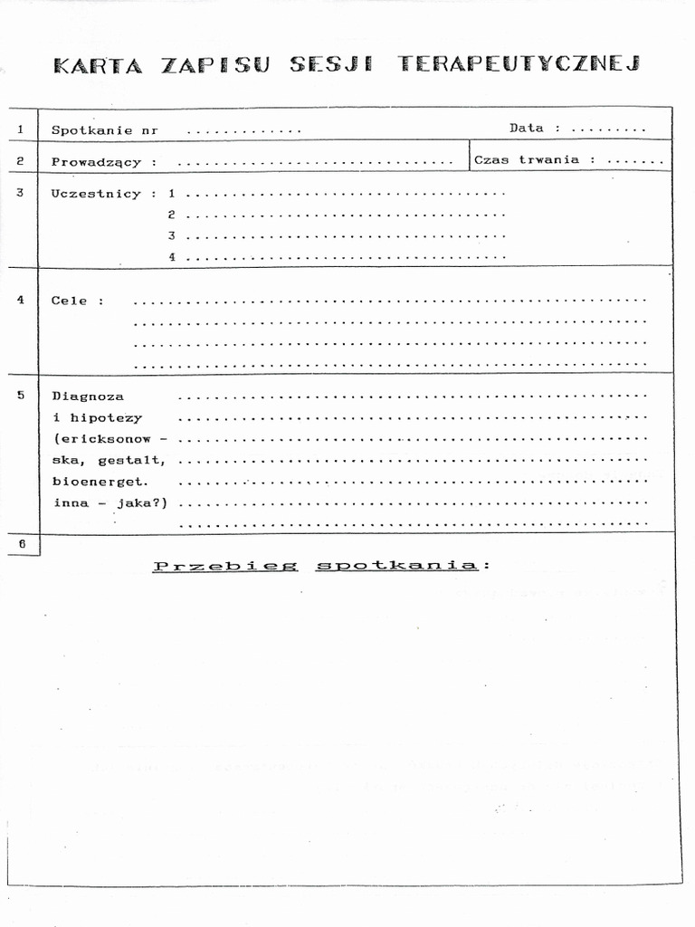 2.2. Karta Zapisu Sesji Terapeutycznej | PDF