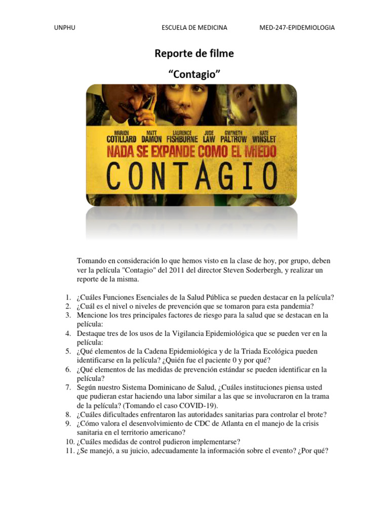 Reporte Película Contagio | PDF | Higiene | Pandemia