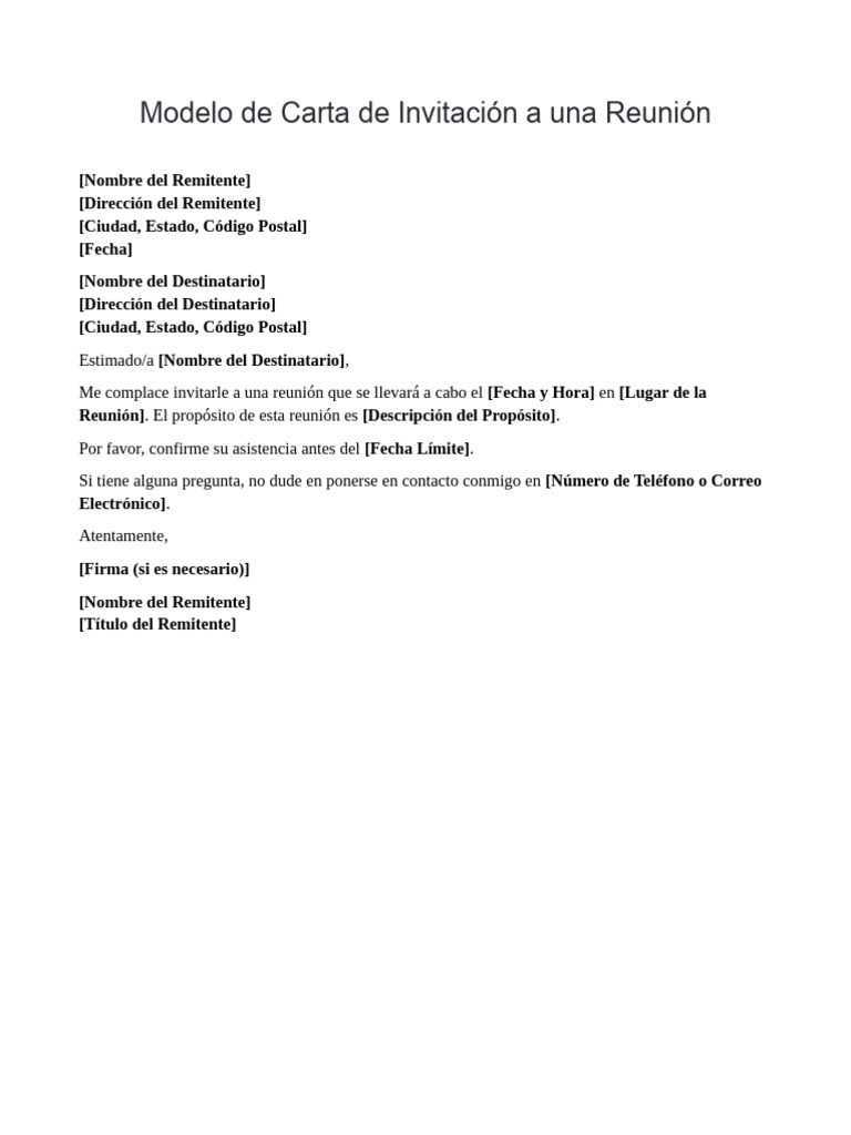 Modelo de Carta de Invitacion A Una Reunion | PDF