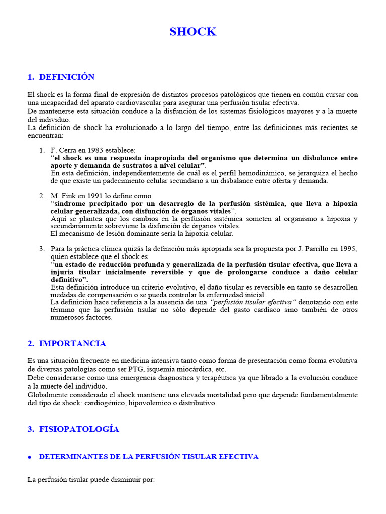 Shock | PDF | Inflamación | Angiotensina