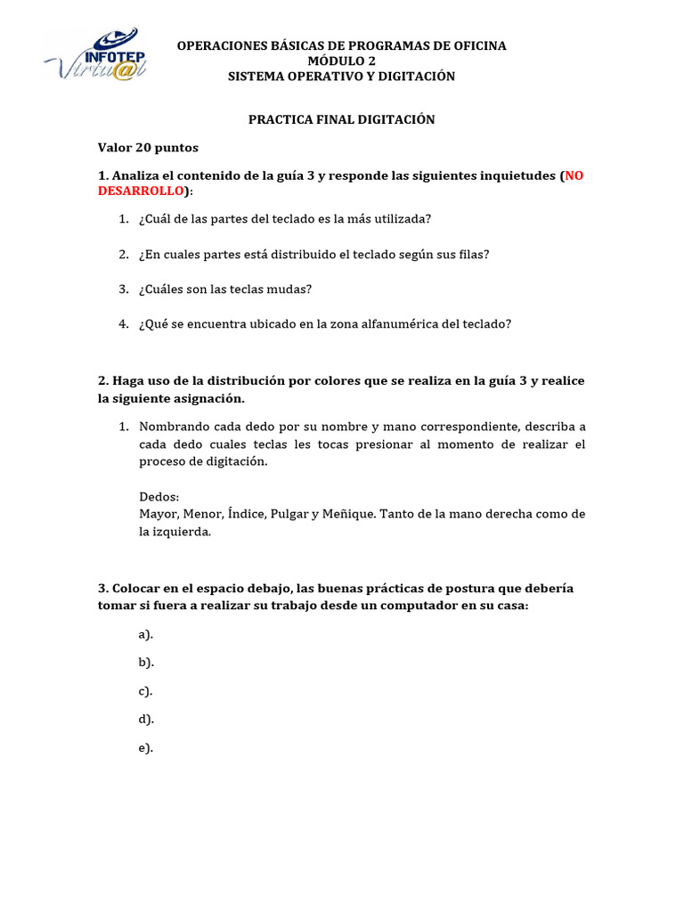 Practica Final Digitación | PDF