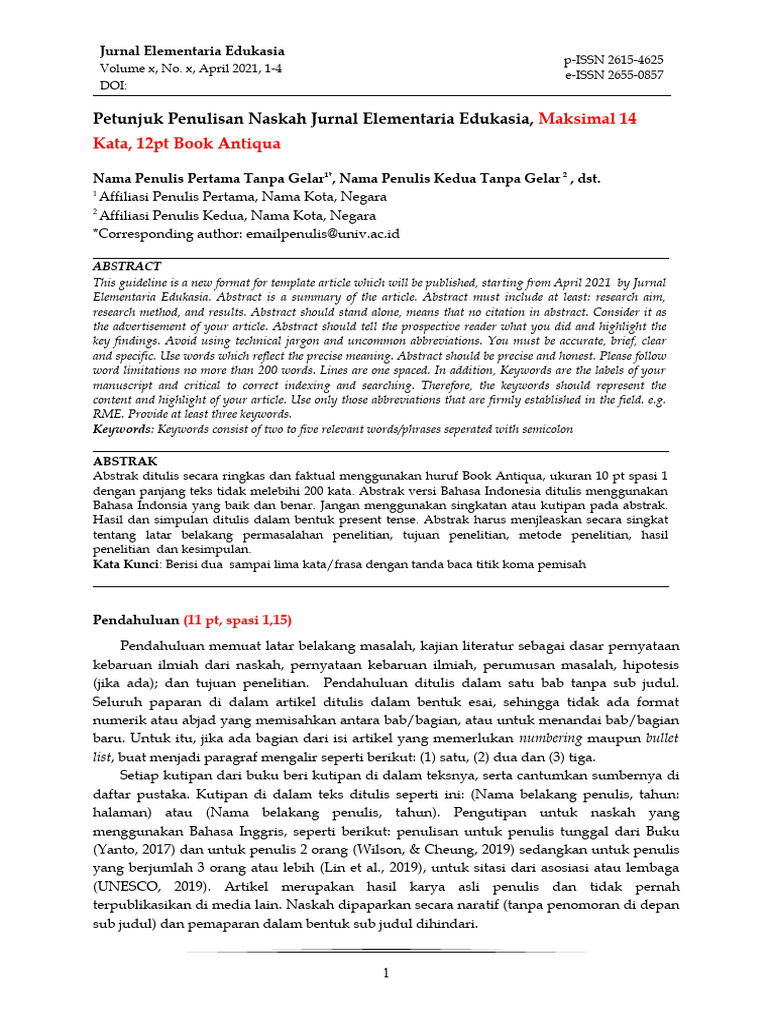 Panduan Penulisan Jurnal Edukasia | PDF