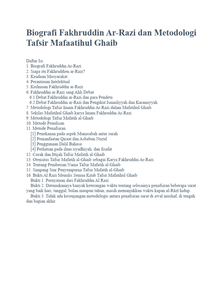 Biografi dan Metodologi Fakhruddin Ar-Razi | PDF