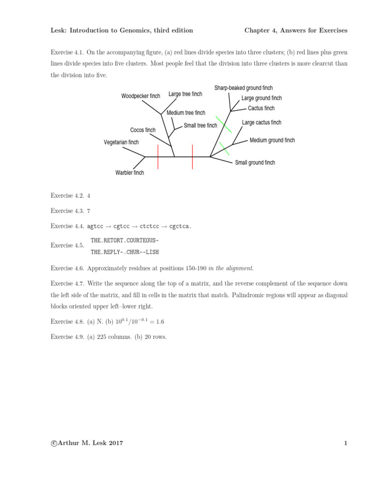 Leskgenomics3e Exercises ch04 | PDF | Biological Engineering | Matrix ... Leskgenomics3e Exercises ch04 | PDF | Biological Engineering | Matrix ...