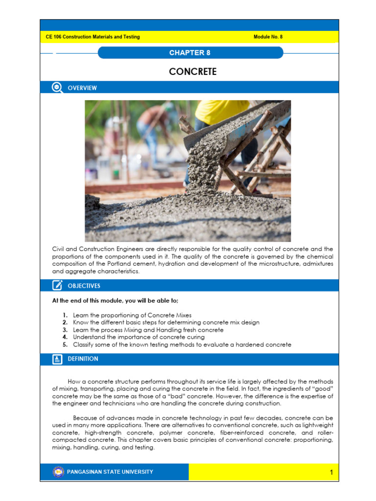 CMT - Module 8 (CONCRETE) | Download Free PDF | Concrete | Strength Of Materials