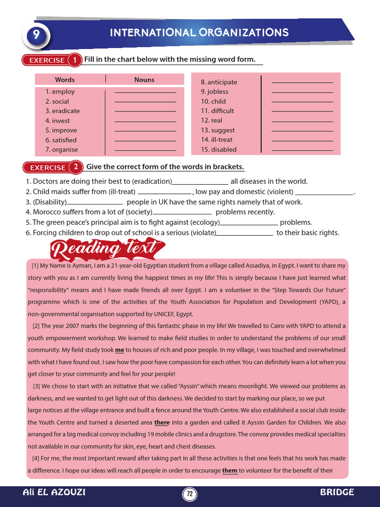 Unit 9 International Organizations Exercises 11 | PDF | Egypt | Health Care