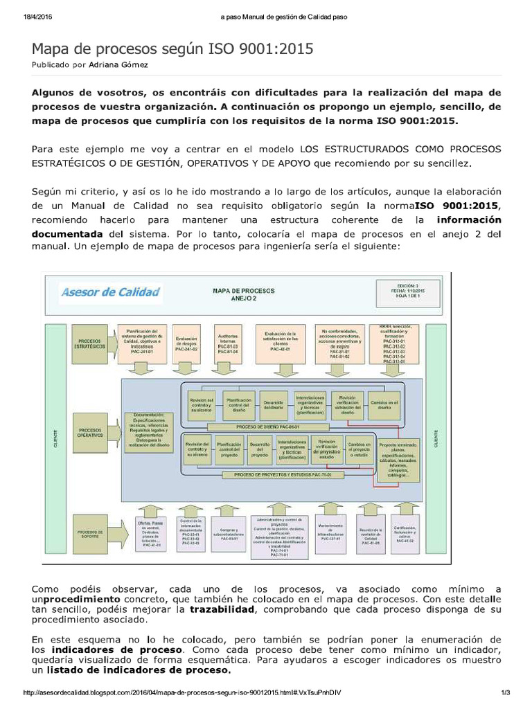 Mapa de Procesos Segun ISO 9001-2015 | PDF