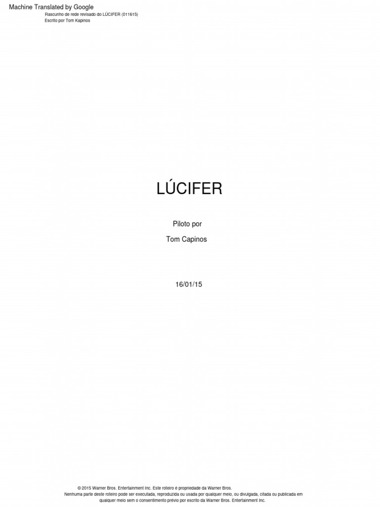 FOX - Lucifer 1x01 (Pilot) | PDF | Lúcifer | Diabo
