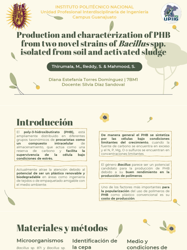 Presentación PHB Basada en Artículo | PDF | Glucosa | Biología