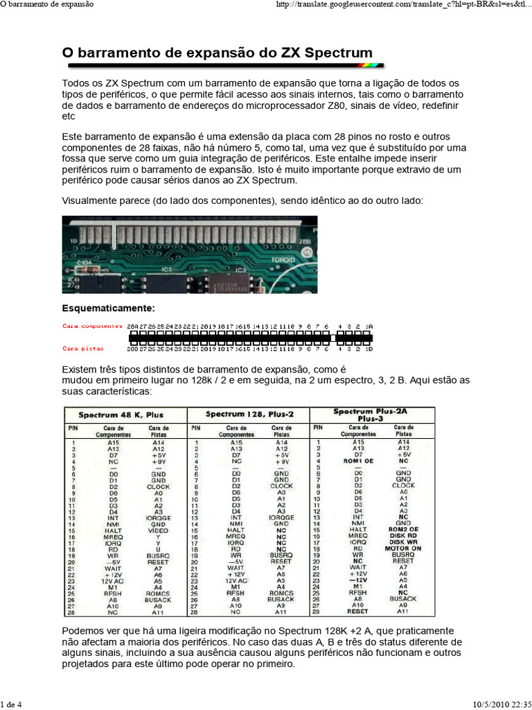 O Barramento de Expansão Do ZX Spectrum | PDF | Vídeo | Entrada/Saída