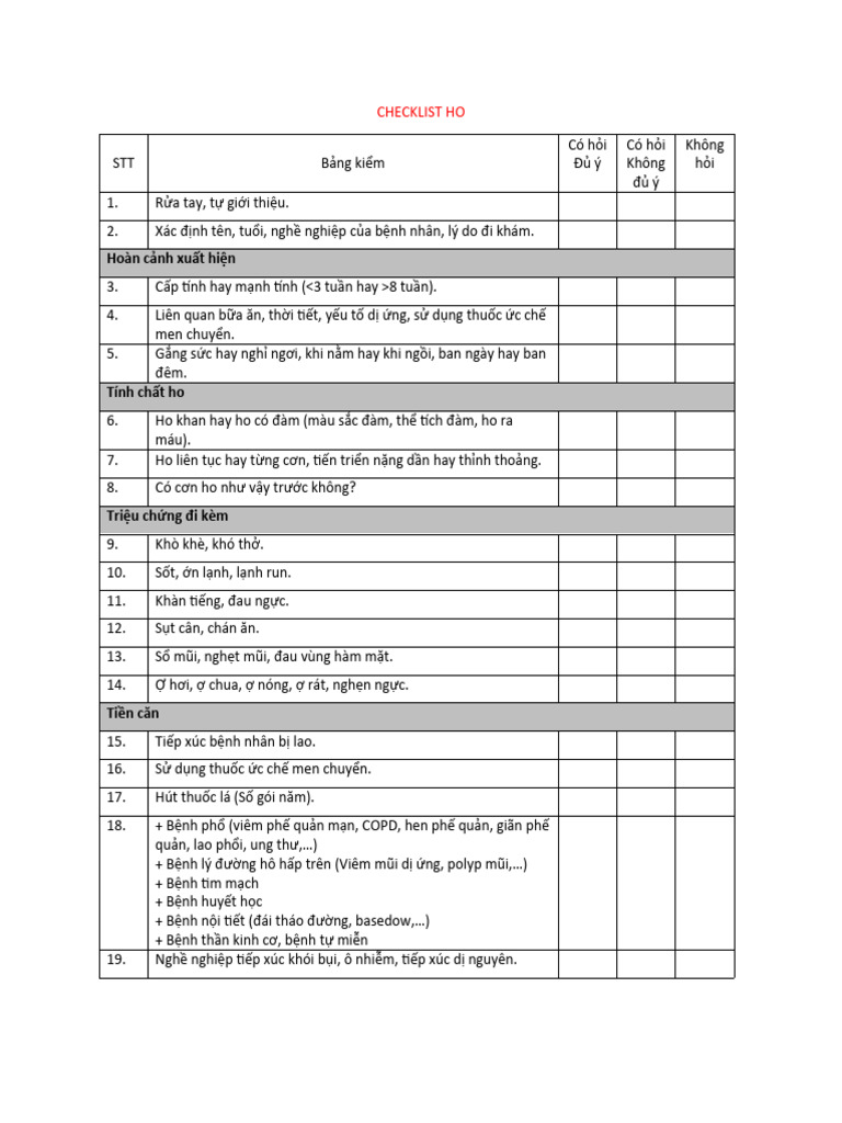 Checklist Ho | PDF