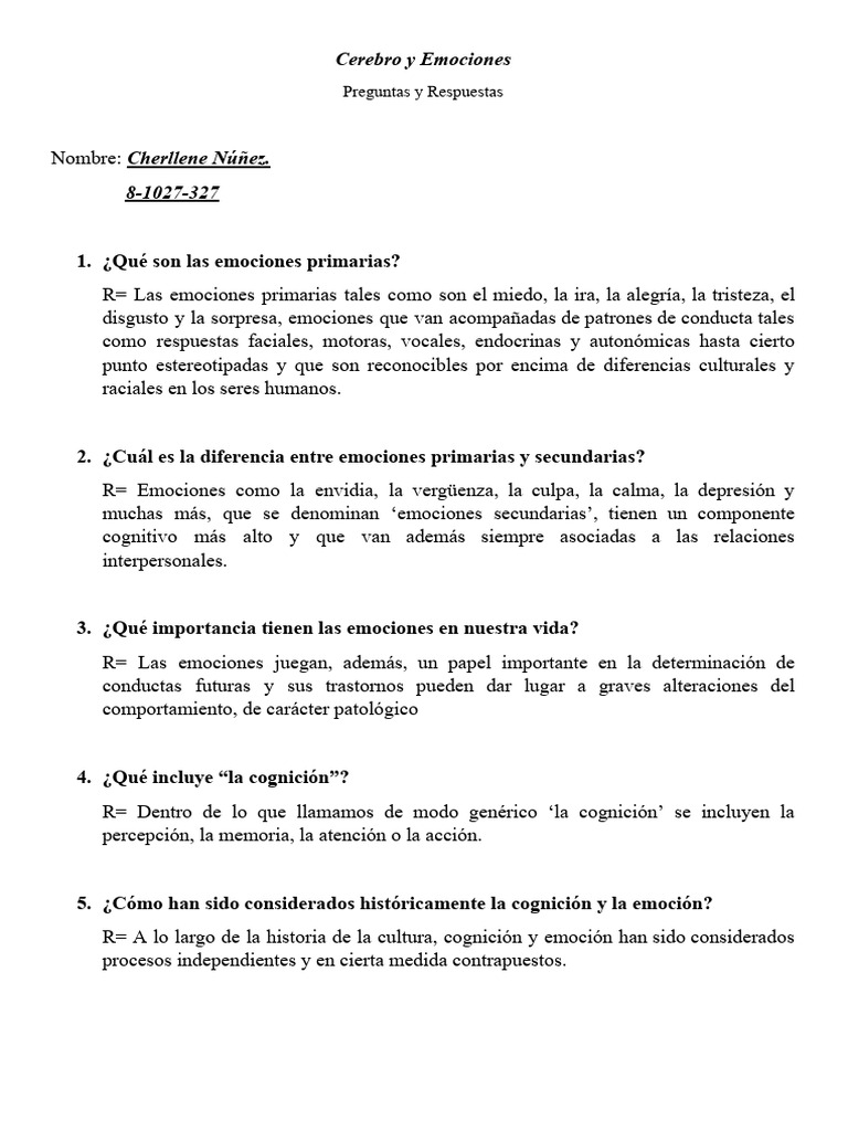 Cerebro Y Emociones Pdf Las Emociones Cerebro