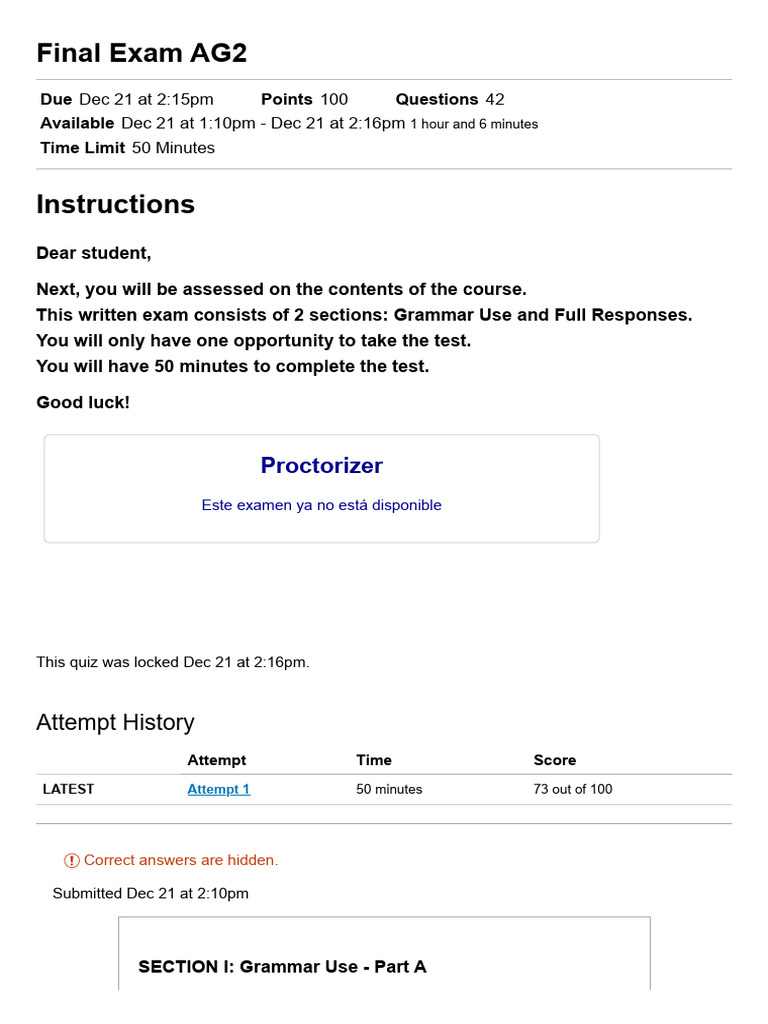 Final Exam AG2 - Virtual 202312 Avanzado 5 12 - 30-14 - 00 | PDF | Phrase | Noun