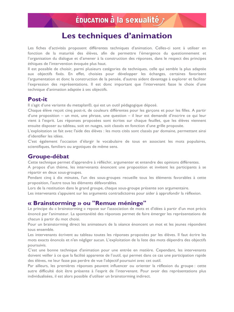 Les Techniques D Animation EAS Maqu 751601 | PDF