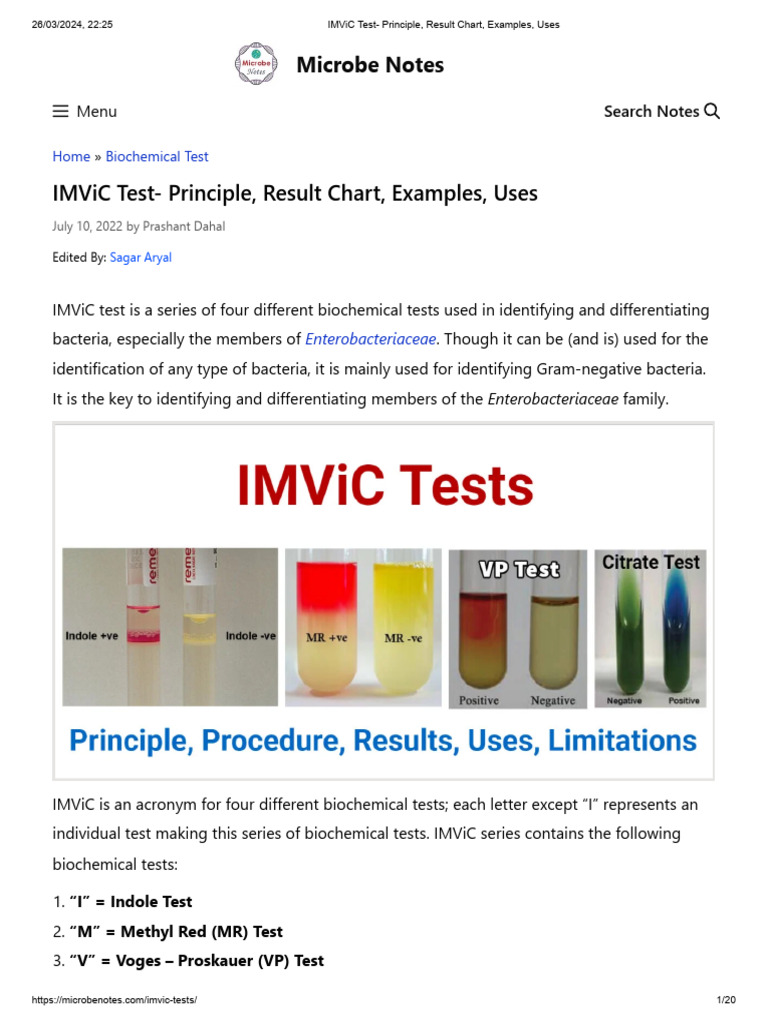 IMViC Test - Principle, Result Chart, Examples, Uses | PDF ... IMViC Test - Principle, Result Chart, Examples, Uses | PDF ...
