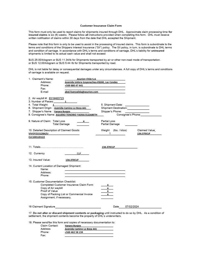 Claim Form | PDF | Insurance | Business Law