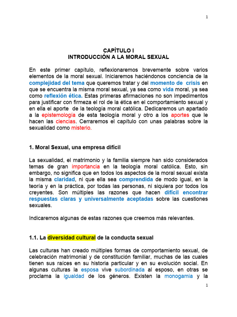 Capítulo I Introducción A La Moral Sexual | PDF | Moralidad | La ...