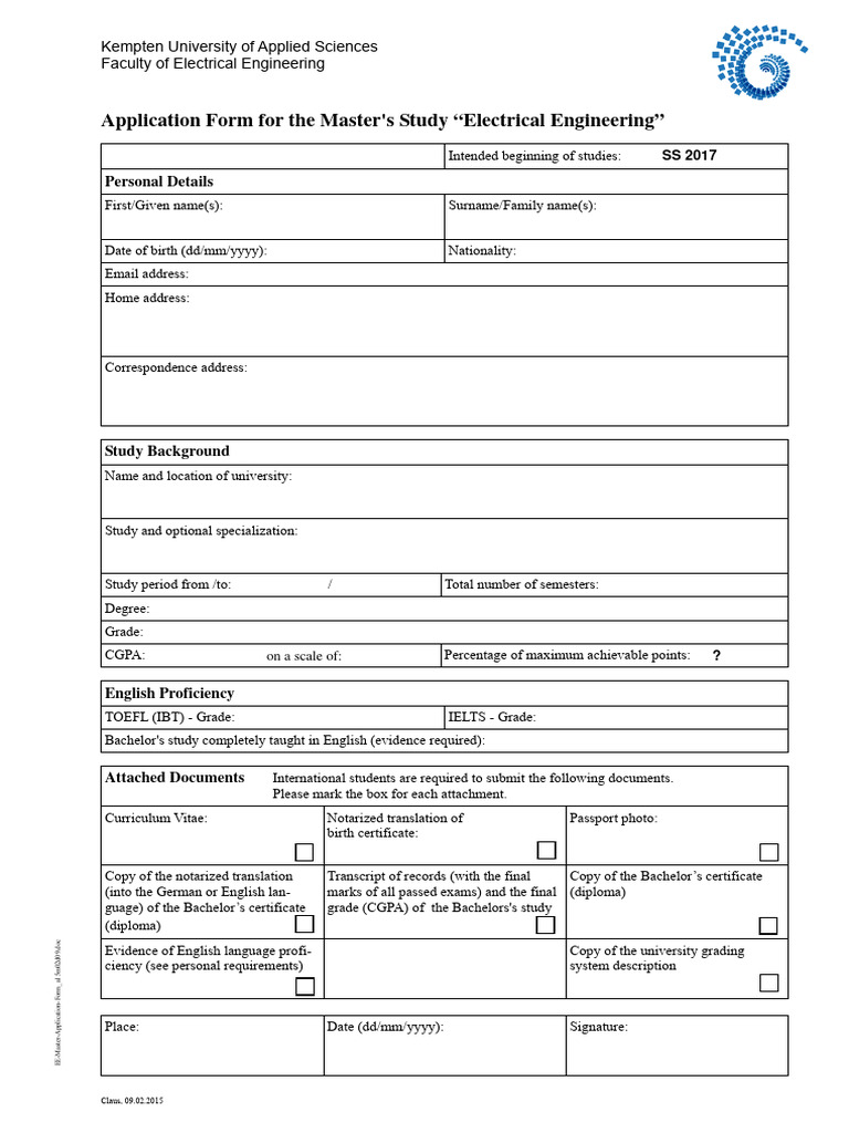 Master's Application: Electrical Eng. | PDF | Qualifications ...