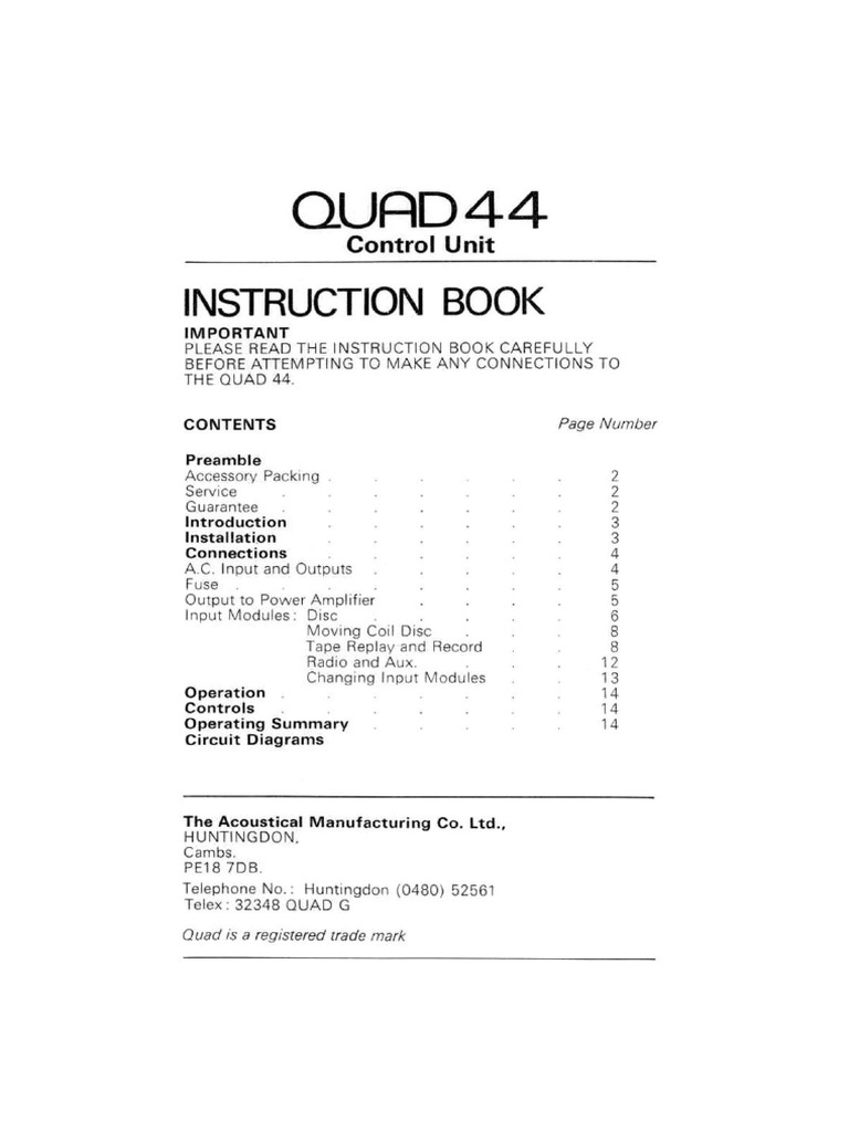 Quad 44 Service Manual 2 | PDF