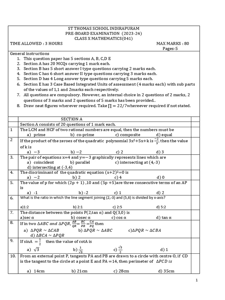 10 TH Preboard 2023-24 | PDF
