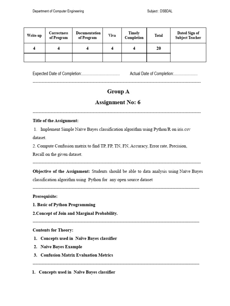 Ass 6 Dsbdl Download Free Pdf Statistical Classification Statistical Analysis