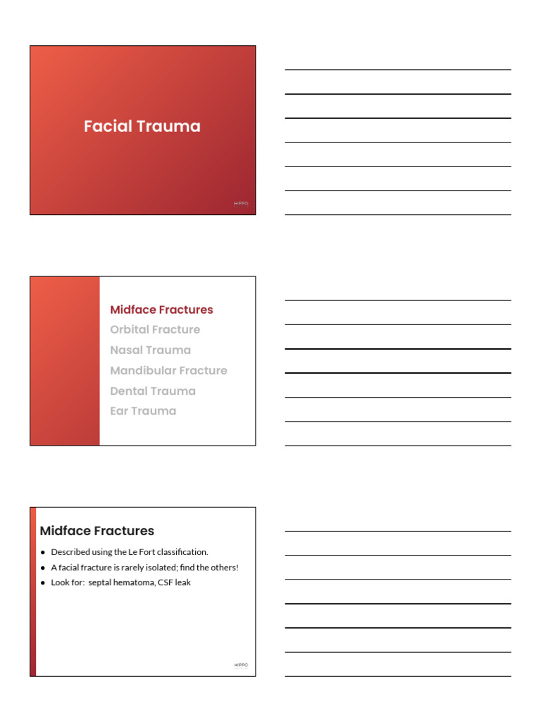 EM Facial Trauma Slides | PDF | Human Head And Neck | Surgical Specialties