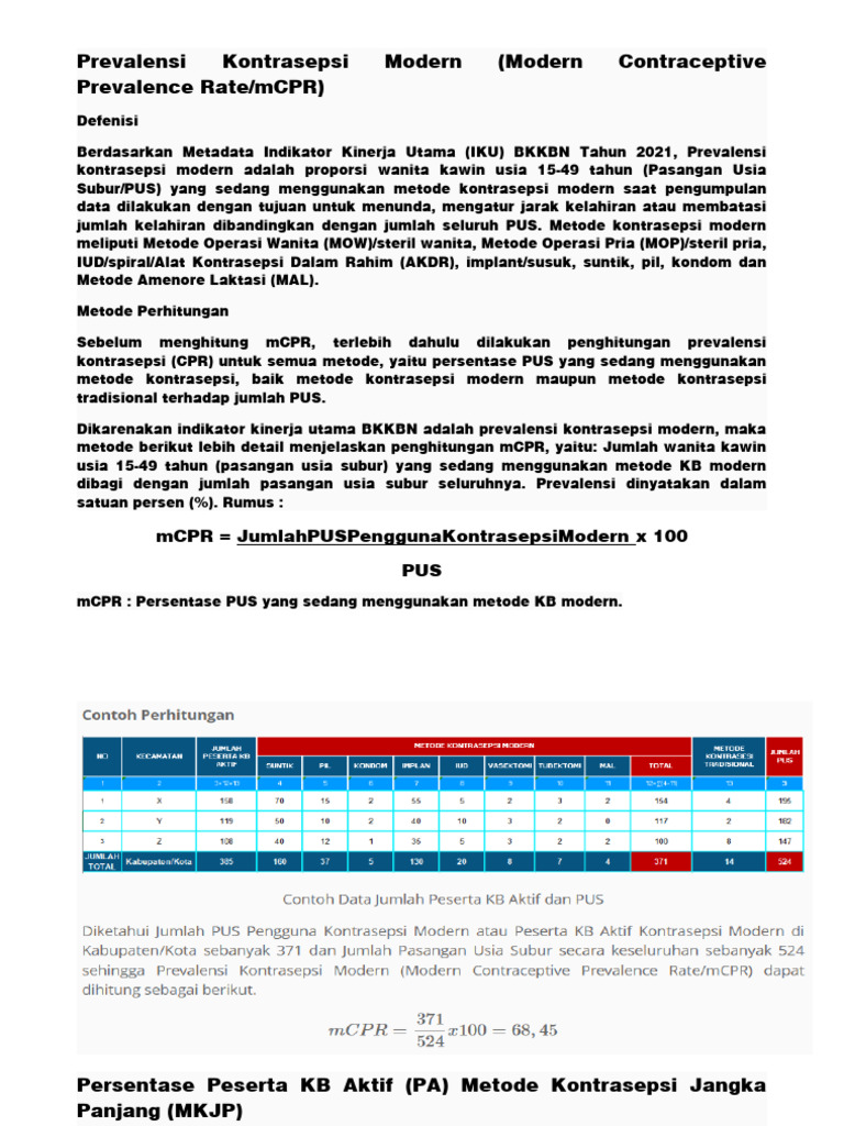 Penjelasan Menghitung Persetnase MCPR - Pa. MKJP - Unmet Need | PDF | Sains & Matematika