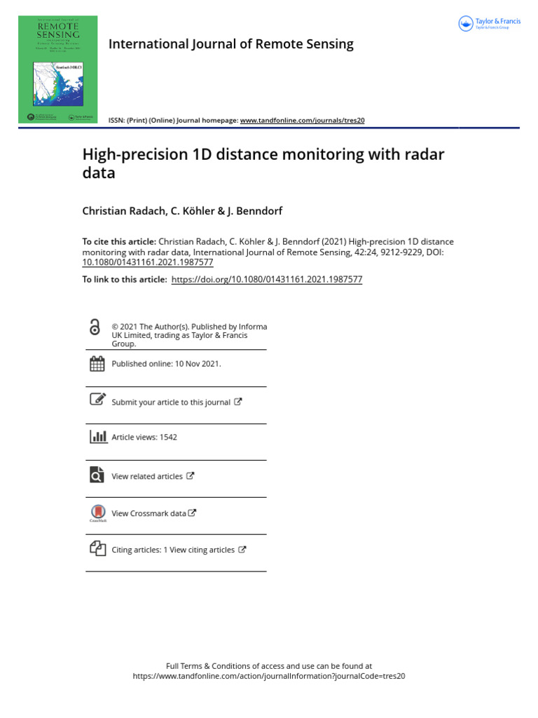 High-Precision 1D Distance Monitoring With Radar Data | PDF | Discrete ...