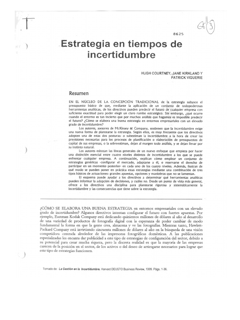 Courtney Et Al Estrategia En Tiempos De Incertidumbre Pdf