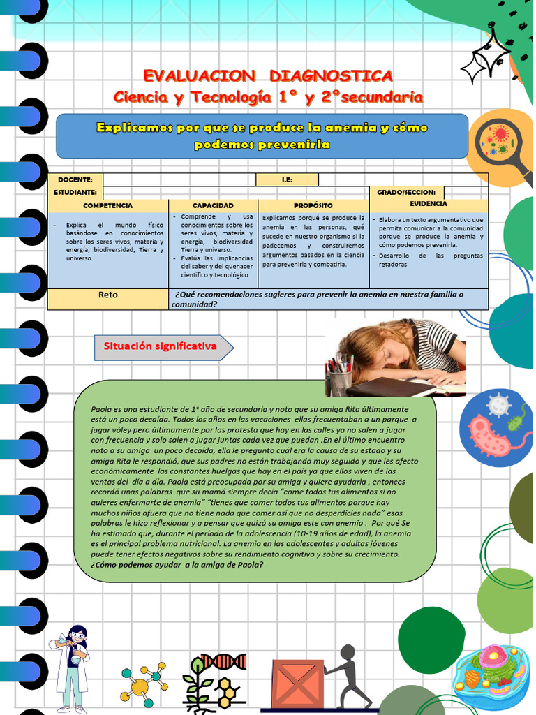 Evaluacion Diag Comp Explica 1°-2° | PDF | Nutrición | Dieta y nutrición