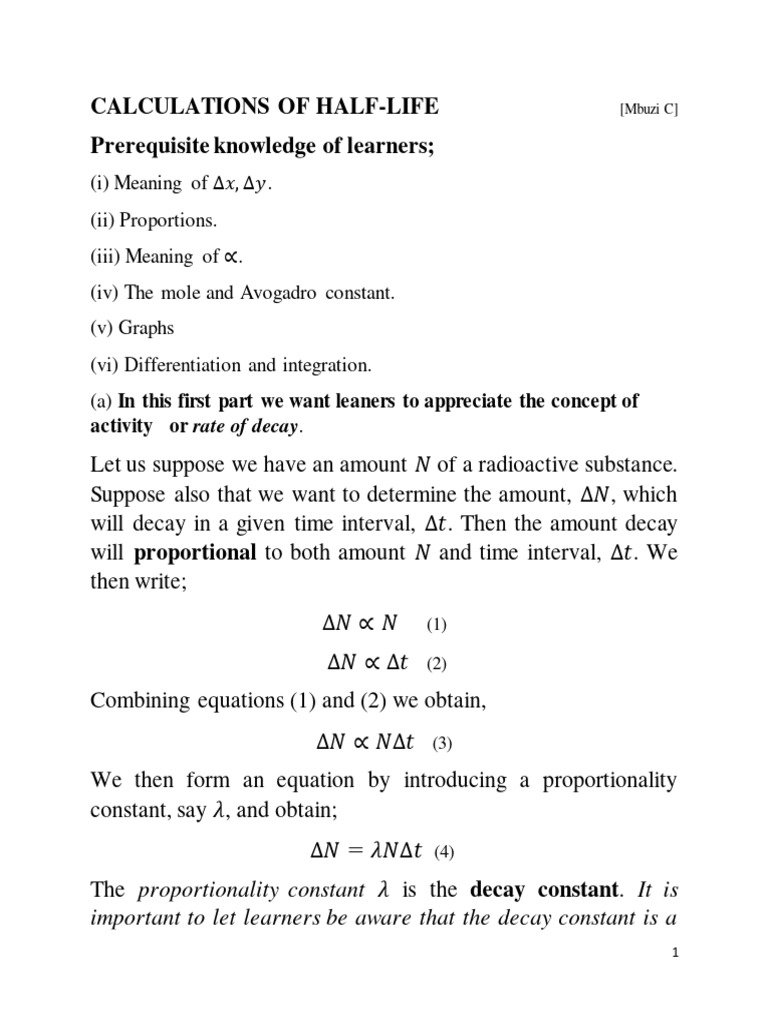 HALF-LIFE | PDF | Radioactive Decay | Exponential Function