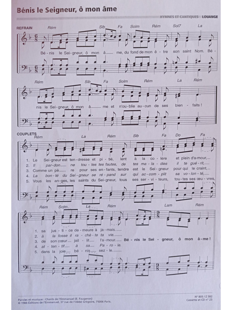 Bénis Le Seigneur o Mon Âme | PDF