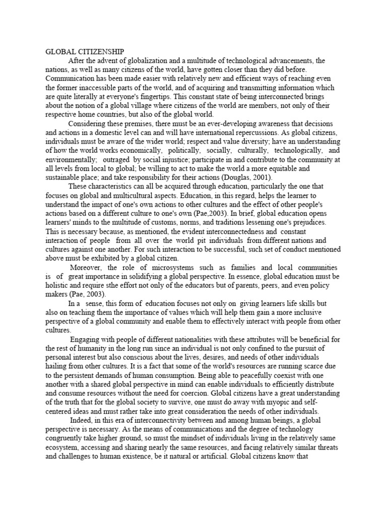 Understanding Global Citizenship Today | PDF | Finance & Money ...