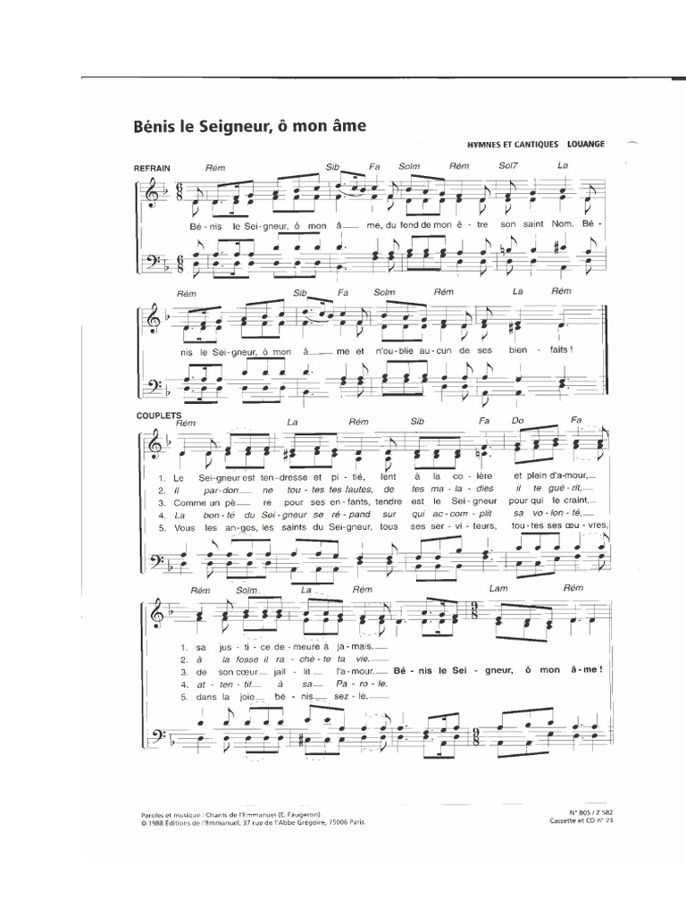 Bénis Le Seigneur, Ô Mon Âme | PDF