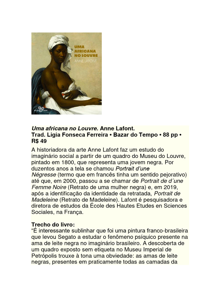 Uma Africana No Louvre Anne Lafont Trad | PDF