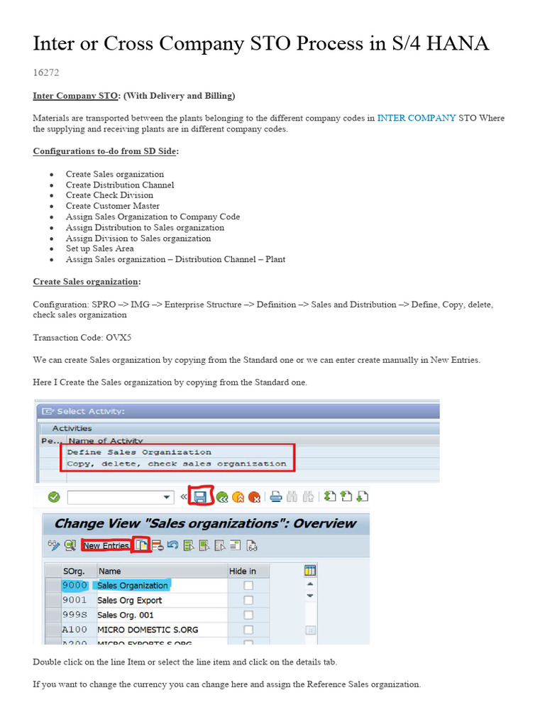 Inter or Cross Company STO Process in S | PDF | Logistics | Sales