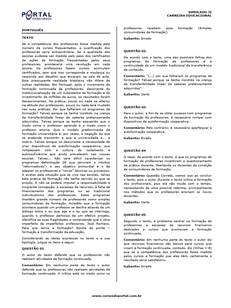 2º Simulado (Gabarito Comentado) | PDF