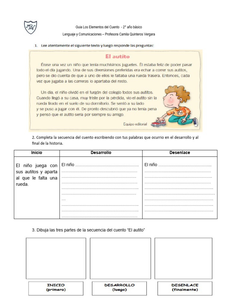 Elementos del Cuento para 2° Básico | PDF | Juegos y actividades | Historia