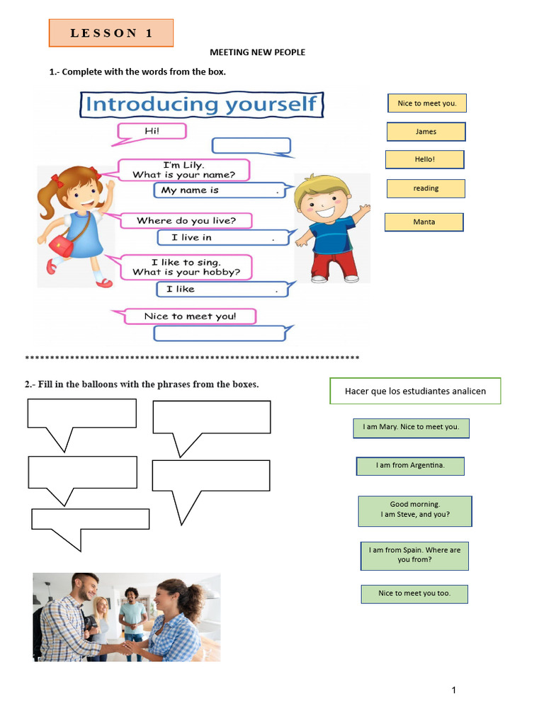 Meeting New People: Lesson 1 Guide | PDF | Language Families | Semantic ...